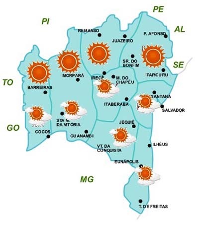 Mapa de Previsão de Tempo por regiões – Jornal da Chapada